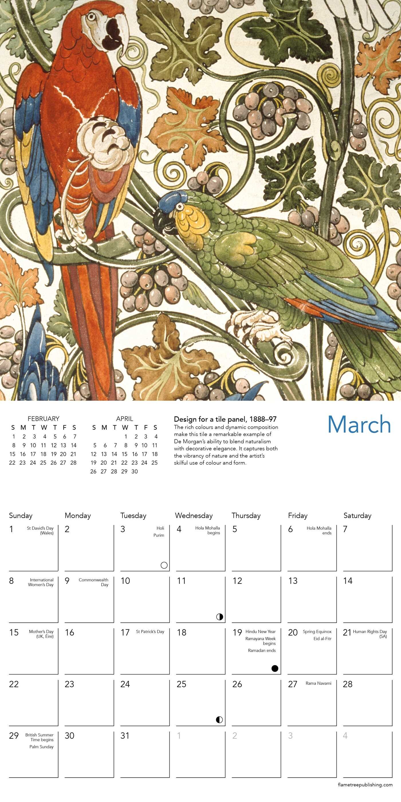 V&A: De Morgan Animals Mini Wall Calendar 2026 (Art Calendar) - Book ...