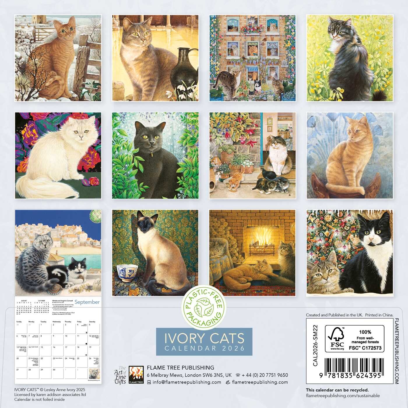 Ivory Cats by Lesley Anne Ivory Mini Wall Calendar 2026 (Art Calendar ...