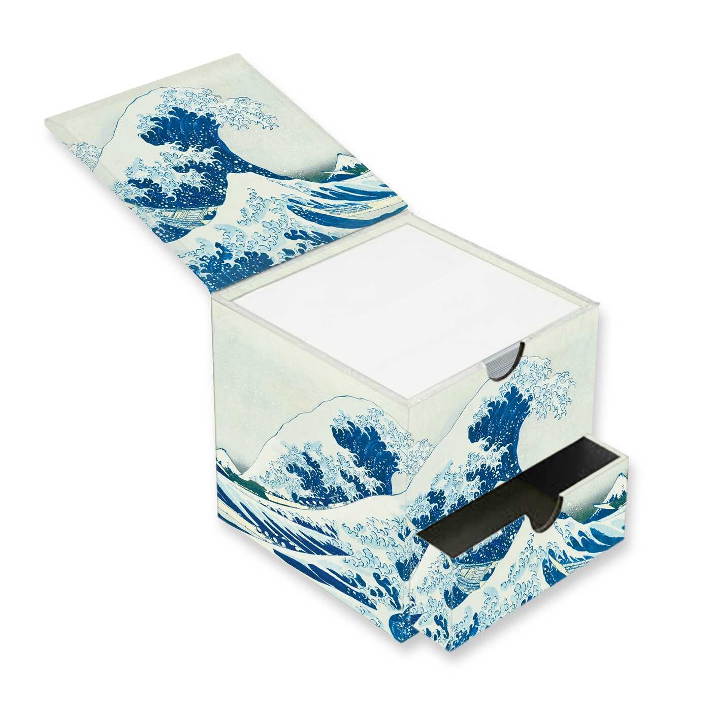 Katsushika Hokusai: The Great Wave Flame Tree Memo Block in Box with ...
