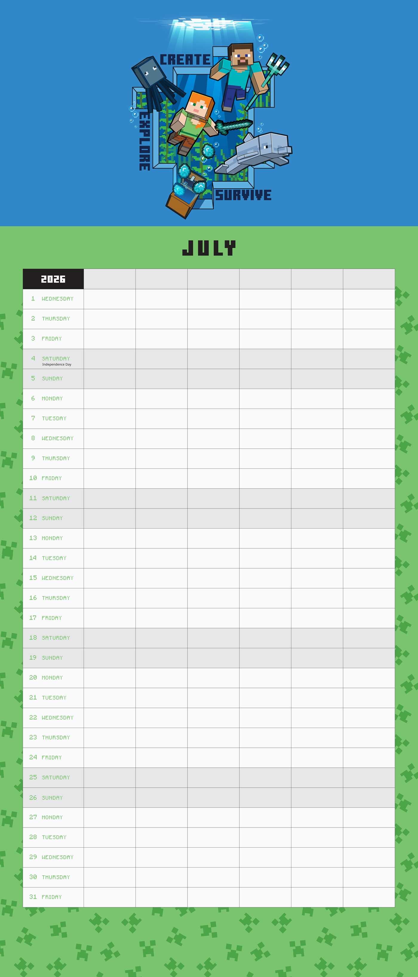 2026 Minecraft Family Wall Planner | Book by Insight Editions ...