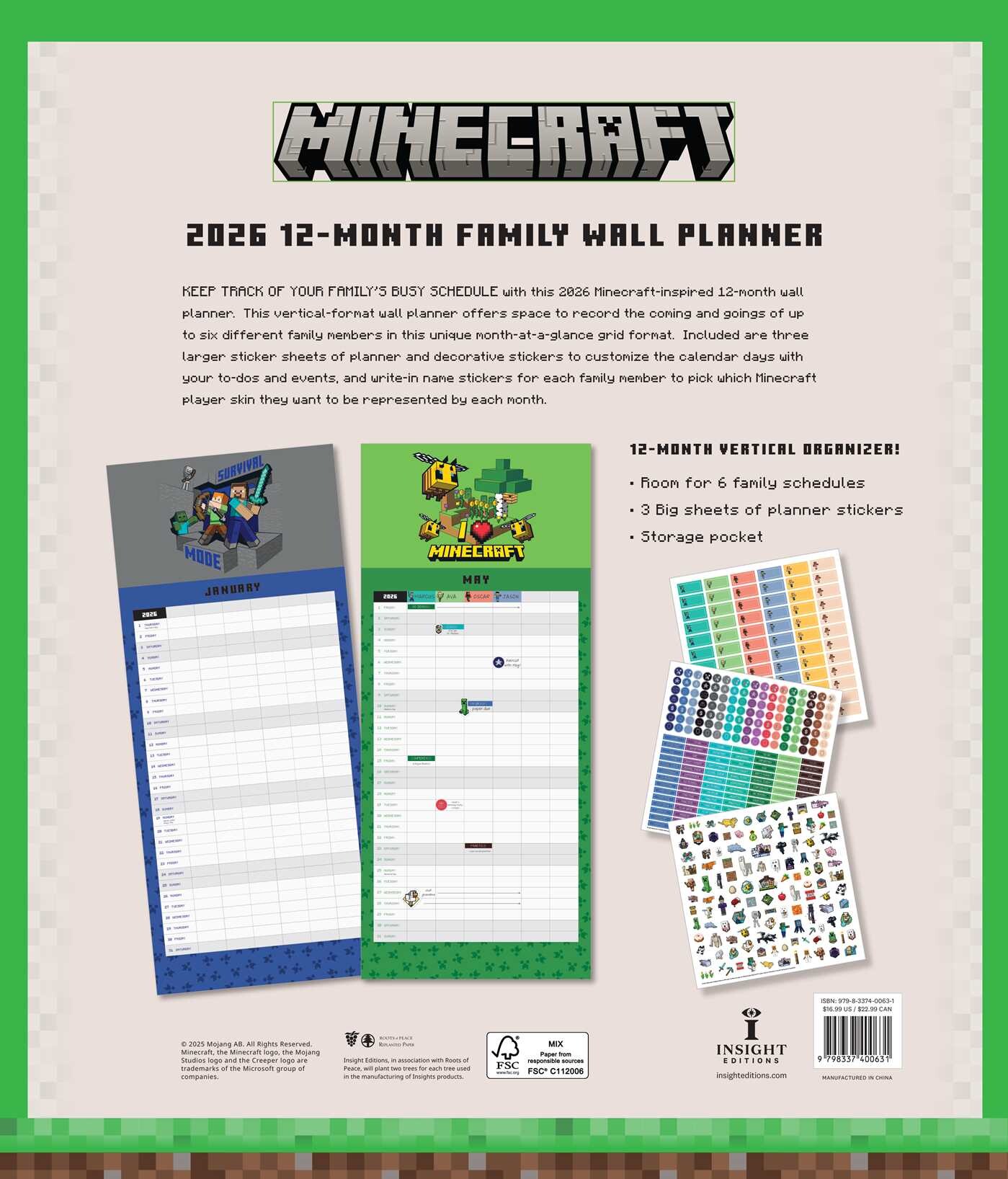 2026 Minecraft Family Wall Planner | Book by Insight Editions ...