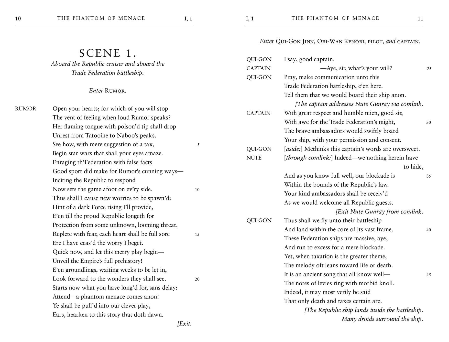 William Shakespeare's The Phantom of Menace: Star Wars Part the First ...