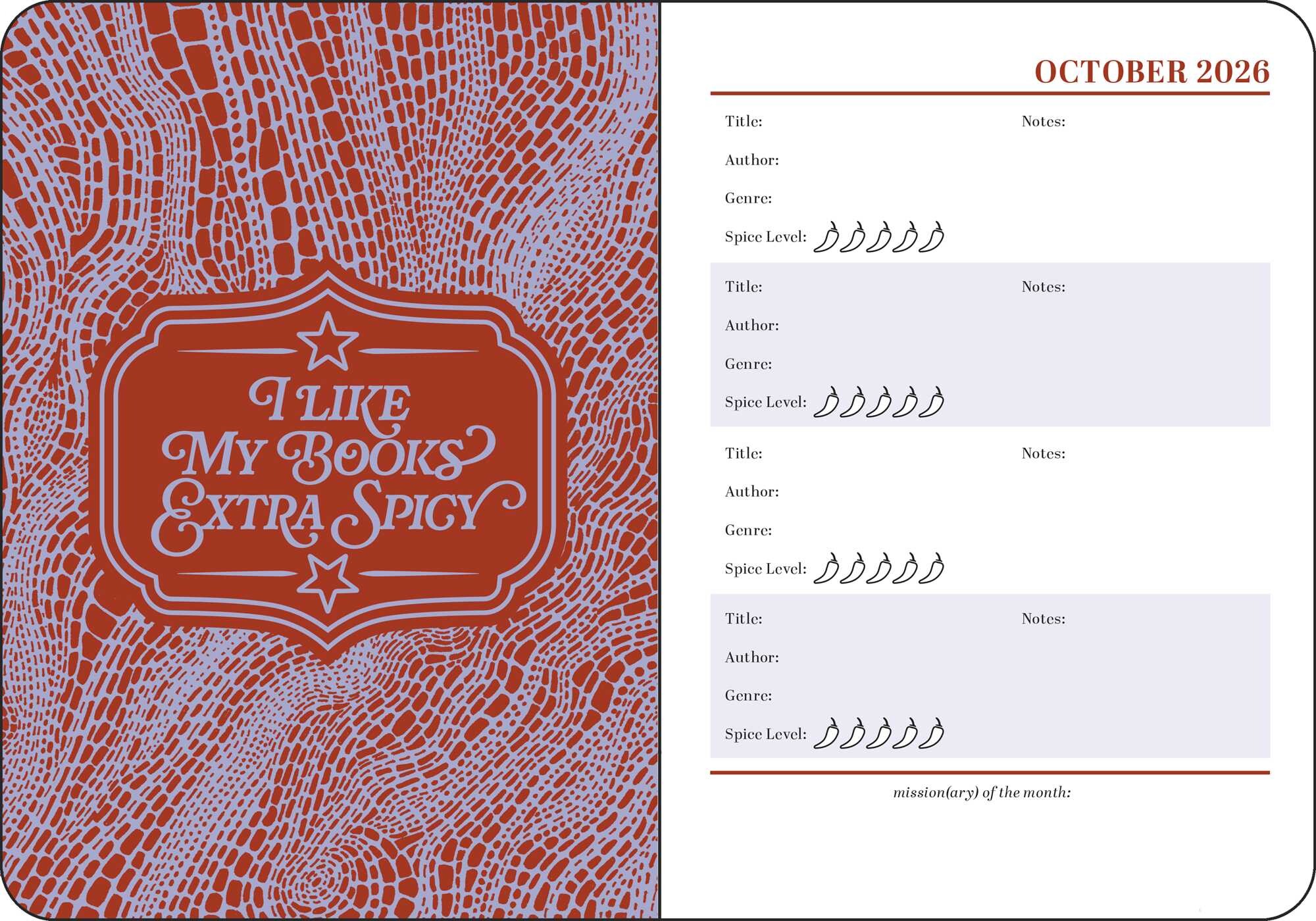 Spicy Book Club 16-Month 2026-2027 Weekly/Monthly Planner Calendar ...