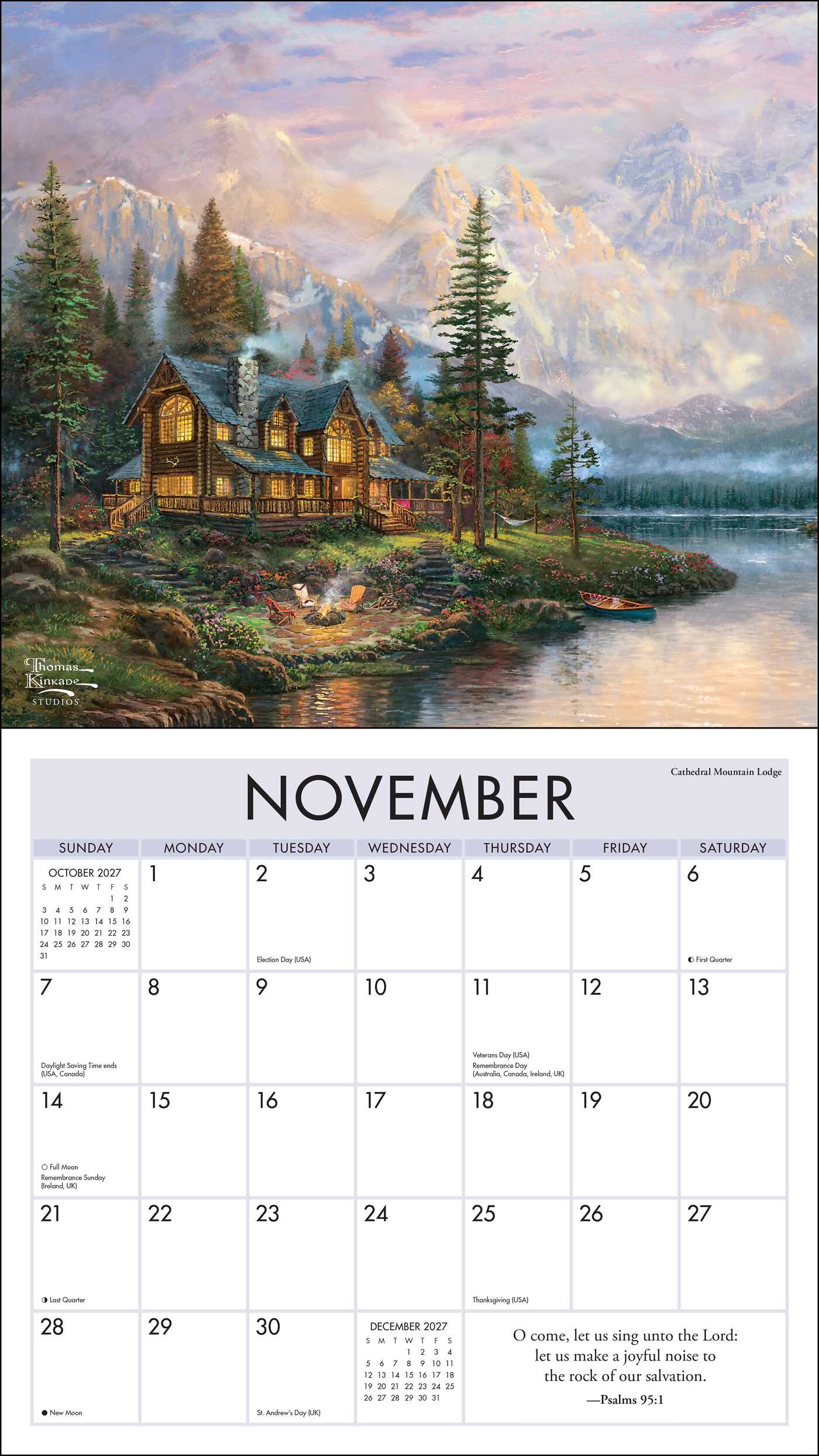 Thomas Kinkade Studios® 2027 Deluxe Wall Calendar with Scripture - Book ...