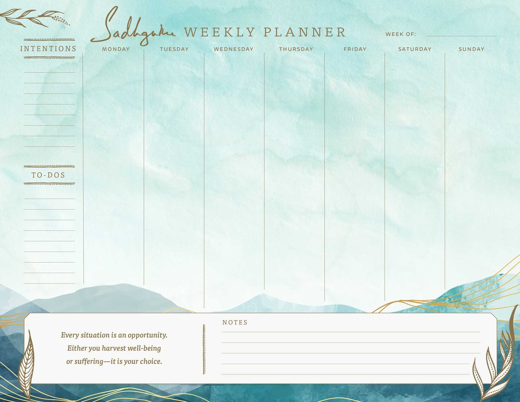 Sadhguru Weekly Planner Notepad - Book Summary & Video | Official ...